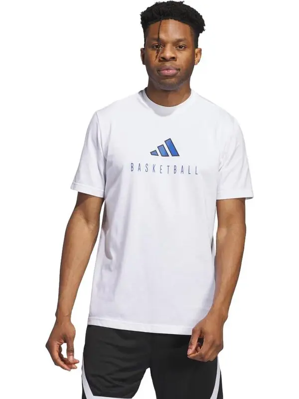Adidas Worldwide Hoops Logo Performance Graphic Tee - White