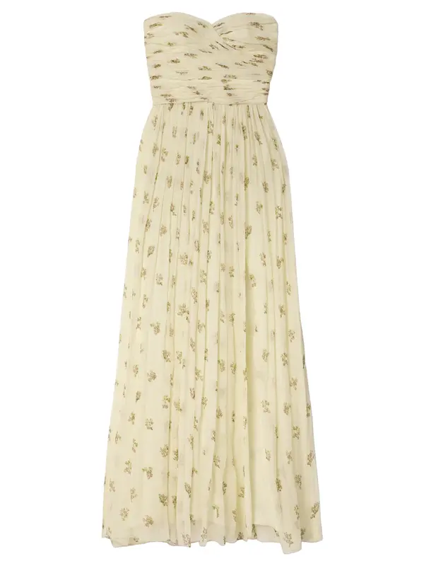Adam Lippes Estelle Floral-print Silk-crepon Gown - Cream