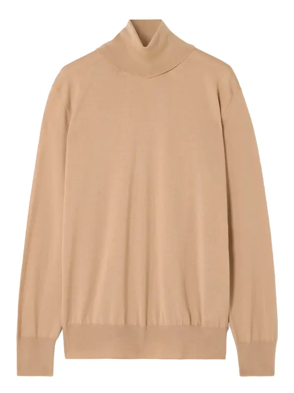 JIL SANDER Wool Turtleneck Sweater - Brown
