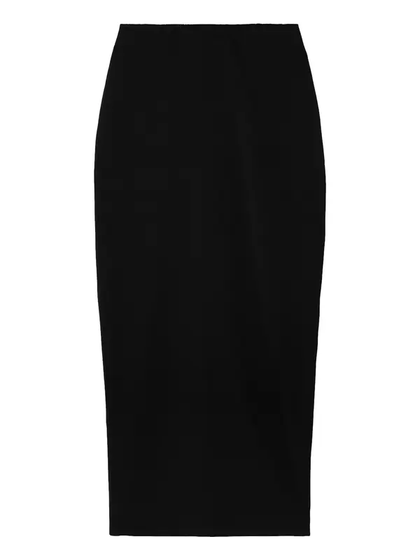 ST. AGNI Frayed Wool-blend Twill Maxi Skirt - Black