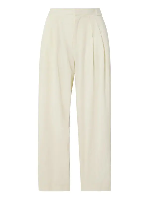 ST. AGNI Pleated Wool-blend Wide-leg Trousers - Neutrals