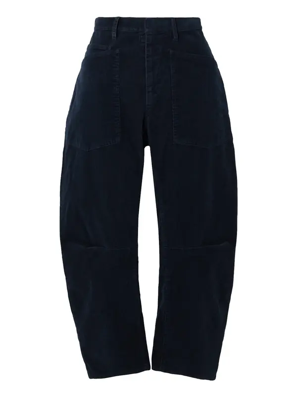 NILI LOTAN Shon Cotton-blend Corduroy Tapered Pants - Blue