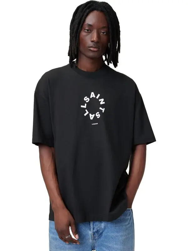 ALLSAINTS Tierra Oversized Crew Neck Logo T-shirt - Jet Black