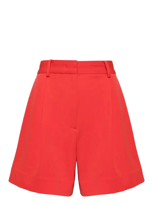 Staud Heather Pleat-detail Shorts - Red