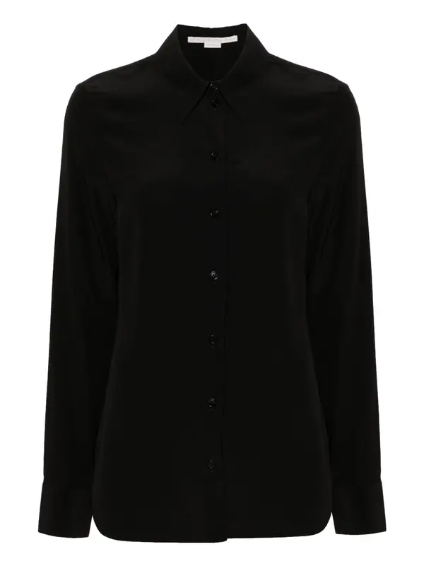 Stella McCartney Pointed-collar Silk Shirt - Black