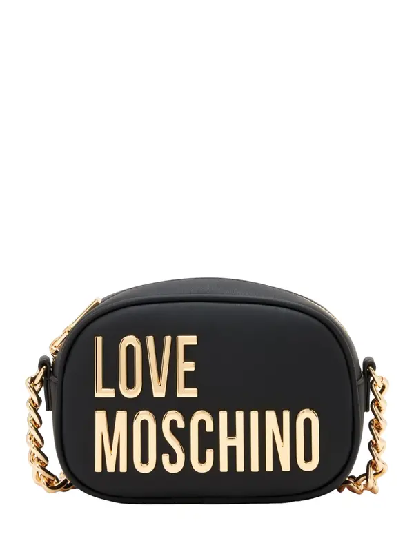 Moschino Logo Appliqué Crossbody Bag - Black