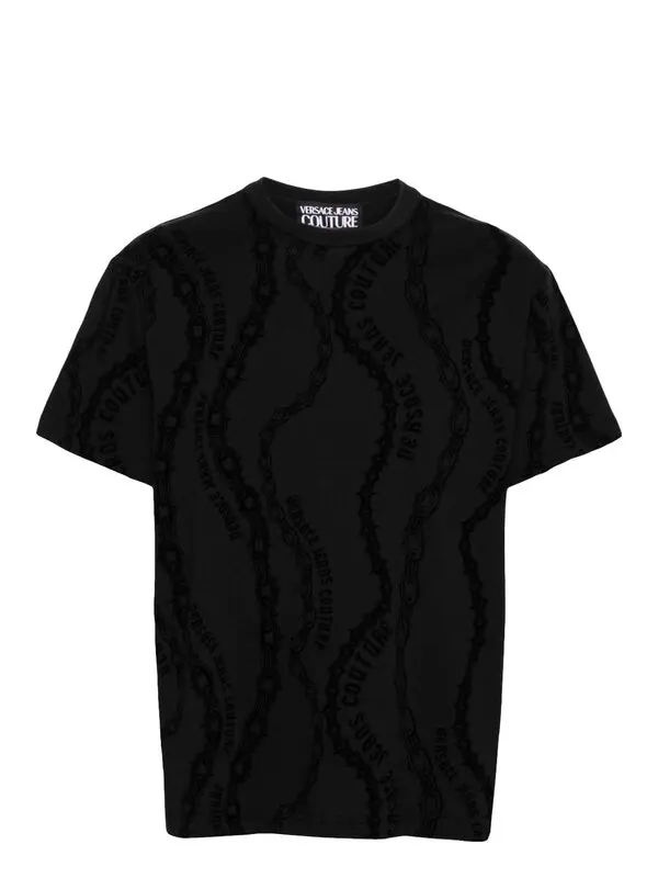 Versace Flocked-logo Cotton T-shirt - Black