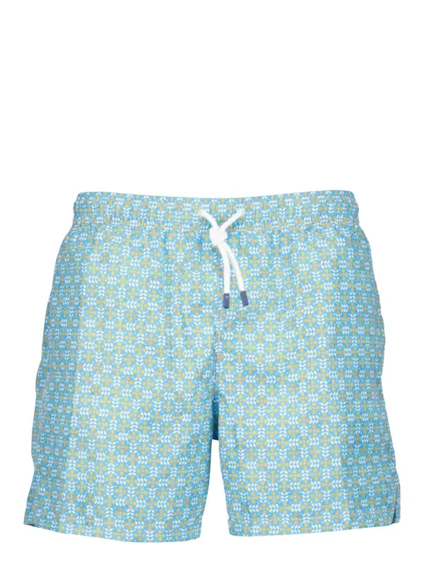 Fedeli Patterned Recycled Polyester Shorts - Green