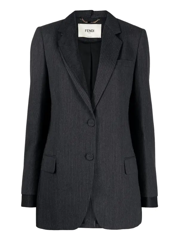 Fendi Pinstripe Wool Blazer - Grey