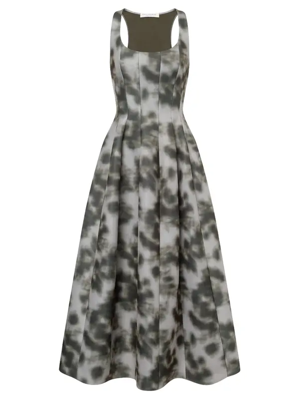Philosophy Di Lorenzo Serafini Abstract-print Full Skirt Dress - Grey