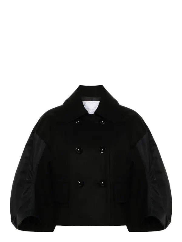 Sacai Panelled Double-breasted Jacket - Black