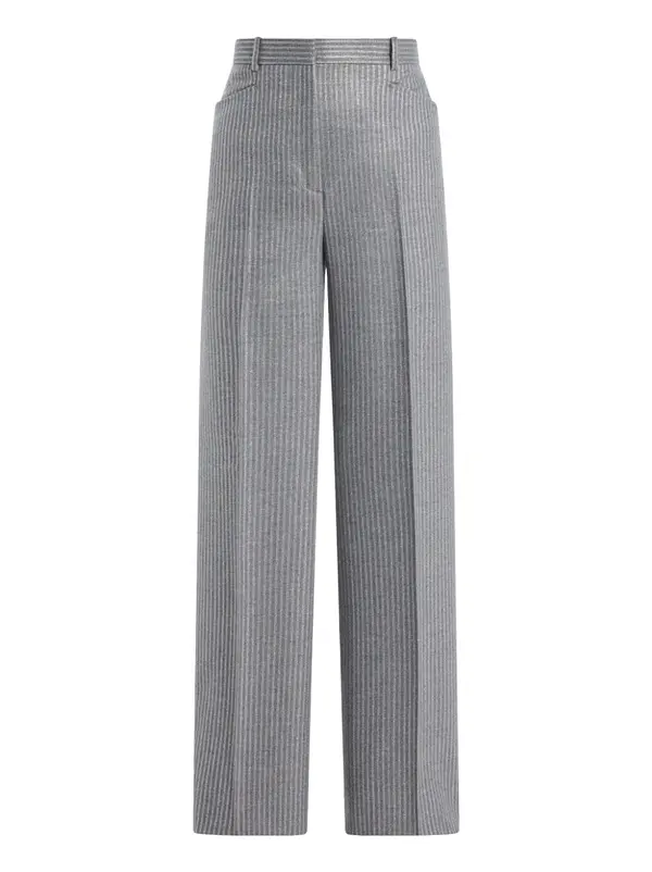 TOM FORD Striped Wool Blend Trousers - Grey