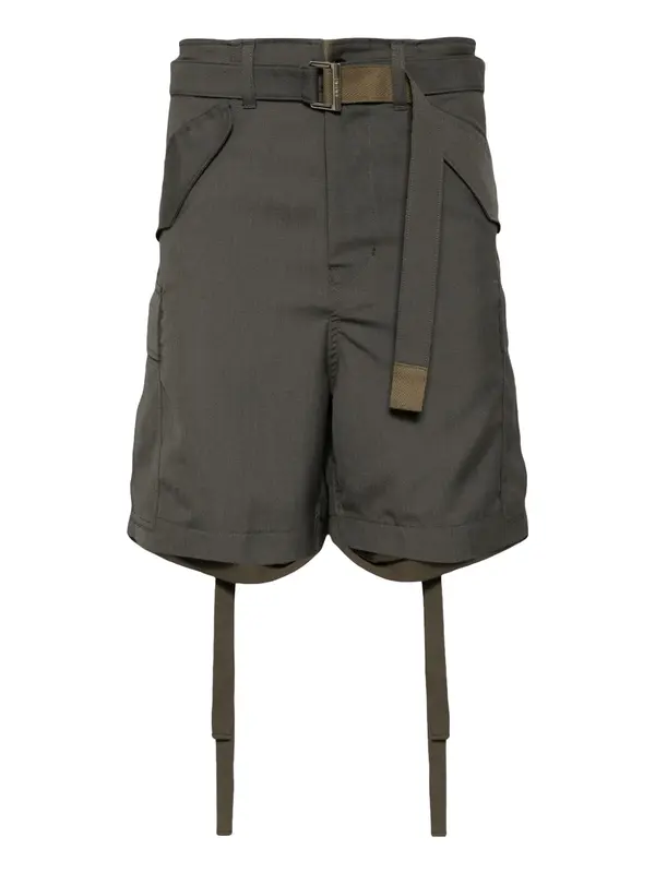 Sacai Belted Cargo Shorts - Green
