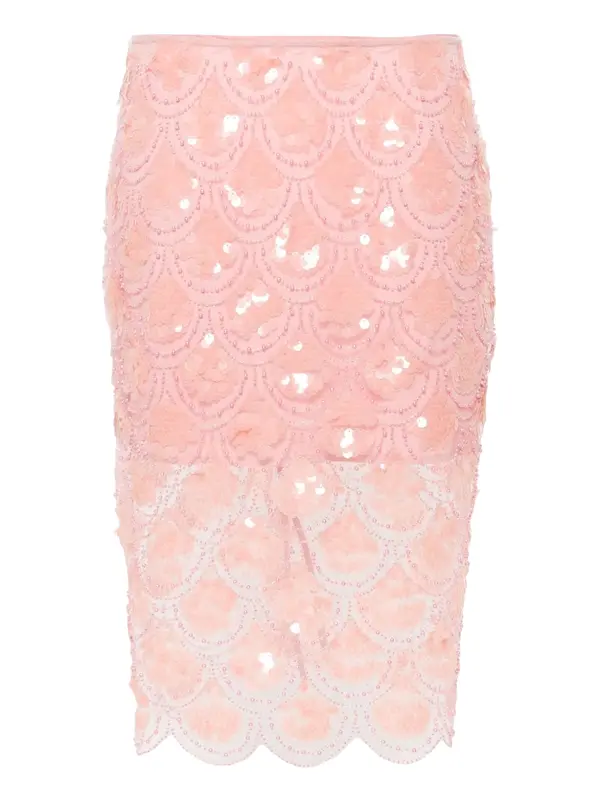 Remain Birger Christensen Sequinned Pencil Skirt - Pink