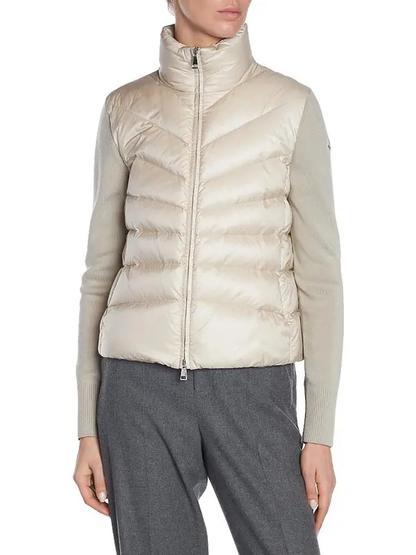 Moncler Mixed Media Puffer Cardigan - Golden Sand