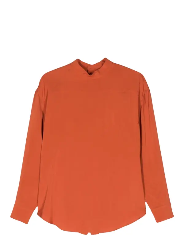 Colville Lace-up Crepe Blouse - Orange