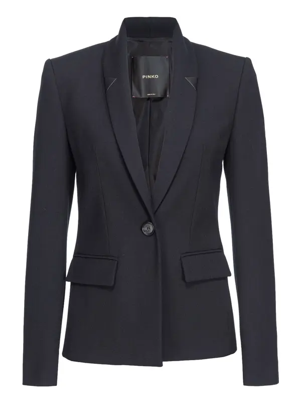 Pinko Shawl-lapel Twill Blazer - Black