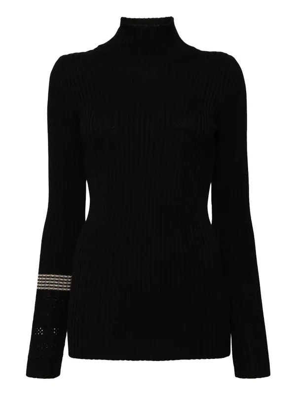 Y’s High-neck Ribbed-knit Top - Black