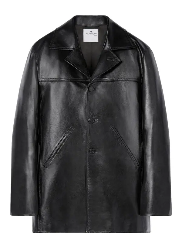 COURREGES Notched-lapel Tailored Leather Jacket - Black