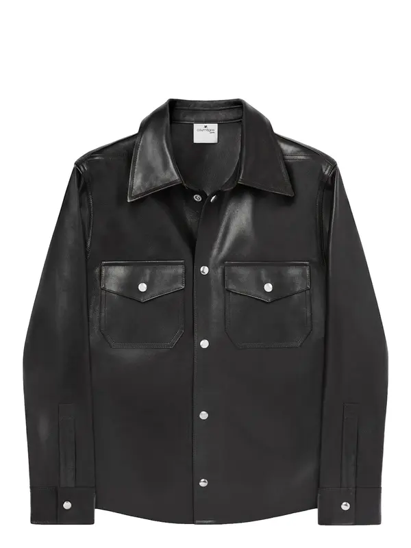 COURREGES Patch Pocket Leather Shirt - Black