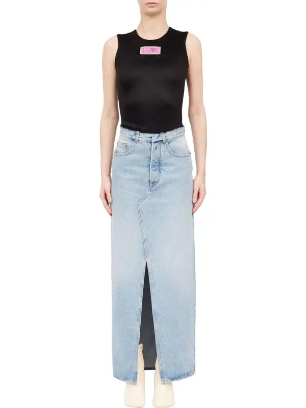 MAISON MARGIELA Slit Denim Maxi Skirt - Blue