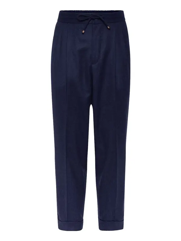 Brunello Cucinelli Wool Tapered Trousers - Blue
