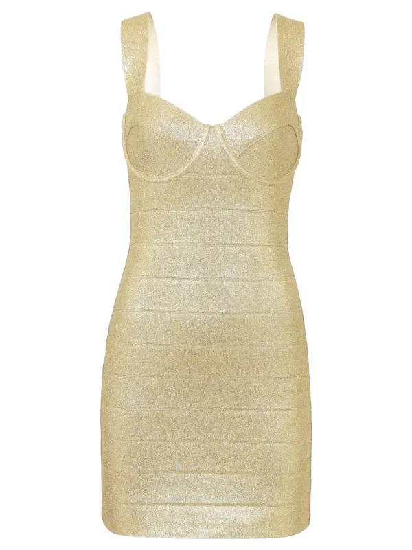 Herve Leger Metallic Bandage Mini Dress - Gold