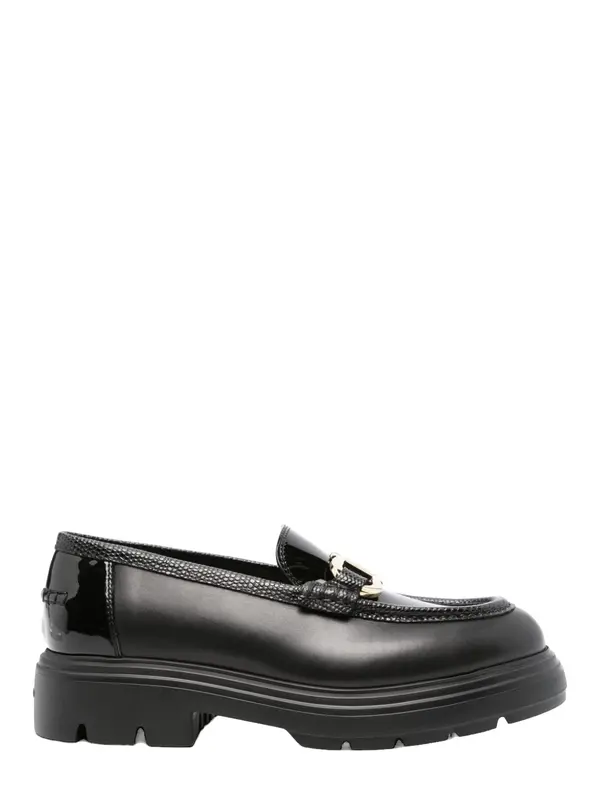 FERRAGAMO Gancini-plaque Loafers - Black