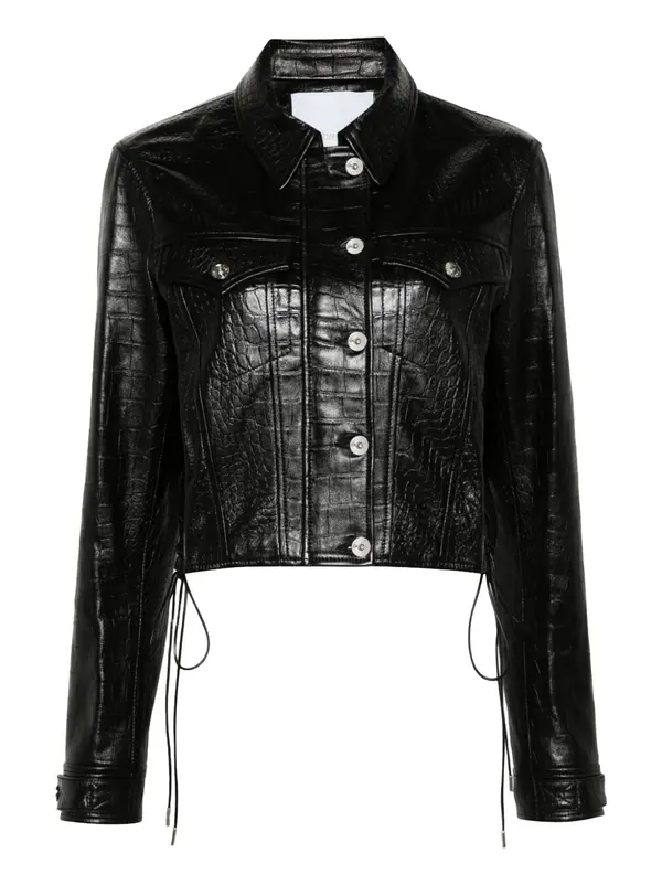 Rabanne Crocodile-embossed Leather Jacket - Black