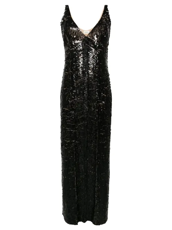 P.a.r.o.s.h Sequinned Maxi Dress - Black