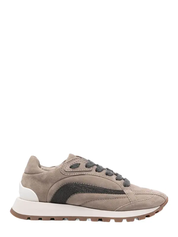 Brunello Cucinelli Monili Suede Sneakers - Neutrals