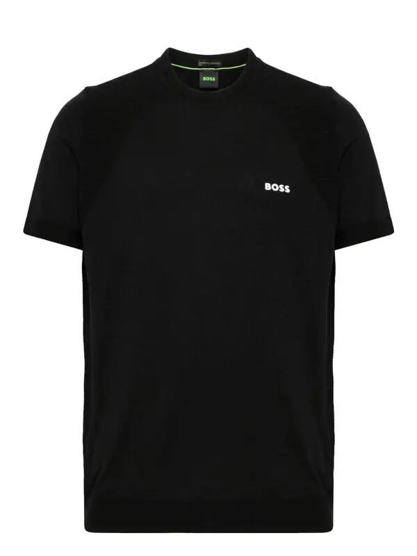 BOSS Logo-print Cotton-blend T-shirt - Black