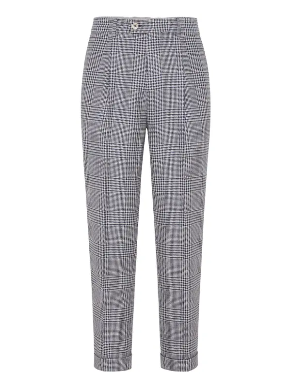 Brunello Cucinelli Check-pattern Tapered Trousers - Blue