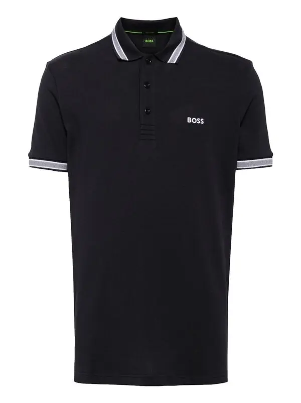 BOSS Embroidered Logo Cotton Polo Shirt - Blue