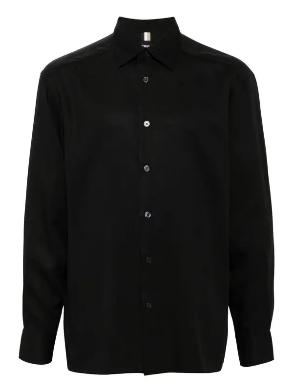 BOSS Long Sleeve Cotton Shirt - Black