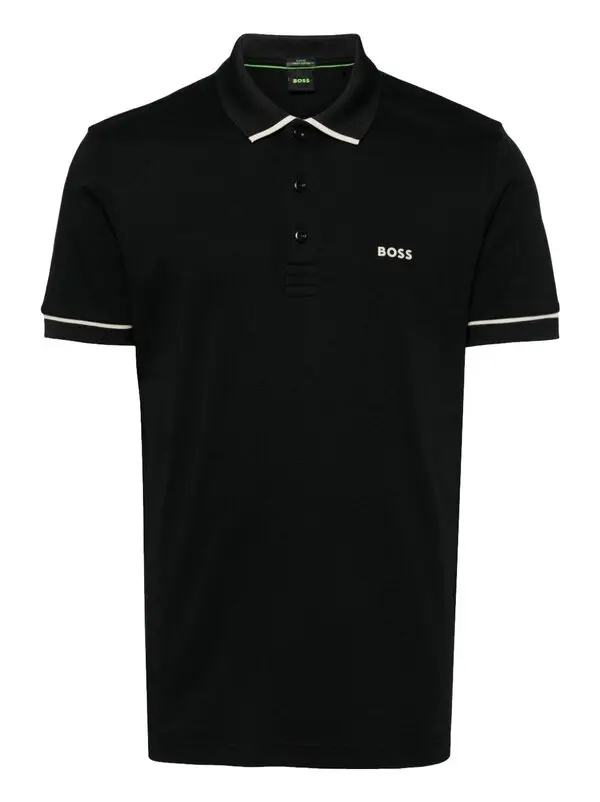 BOSS Interlock-weave Polo Shirt - Black
