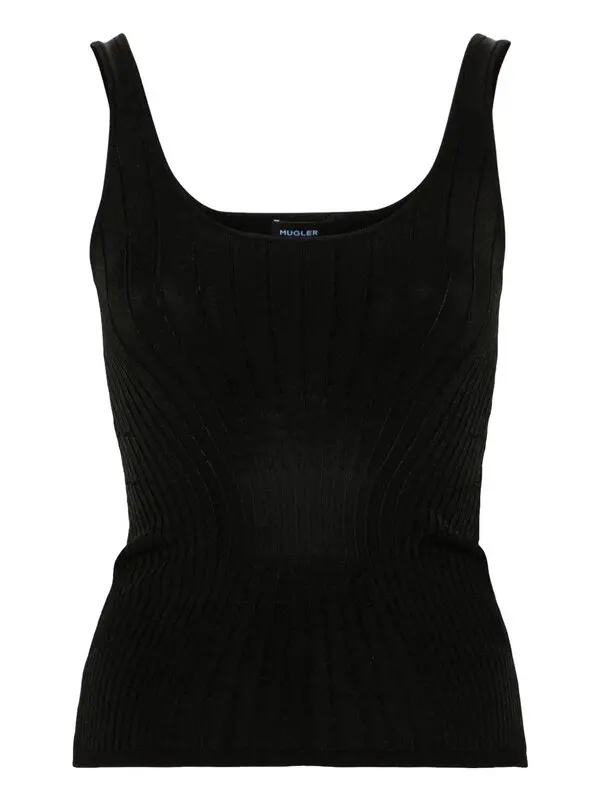 MUGLER Knitted Tank Top - Black