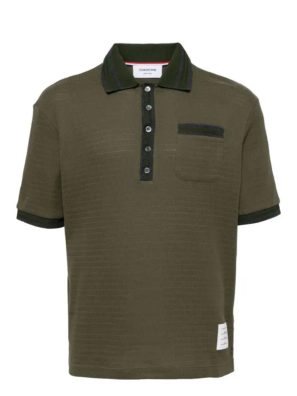 Thom Browne Open-stitch Cotton Polo Shirt - Green