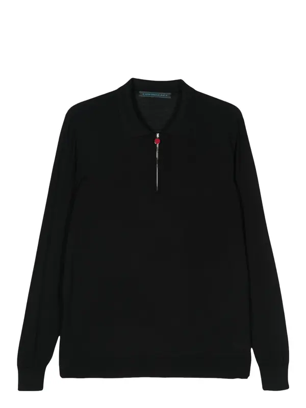 Kiton Wool Polo Shirt - Black