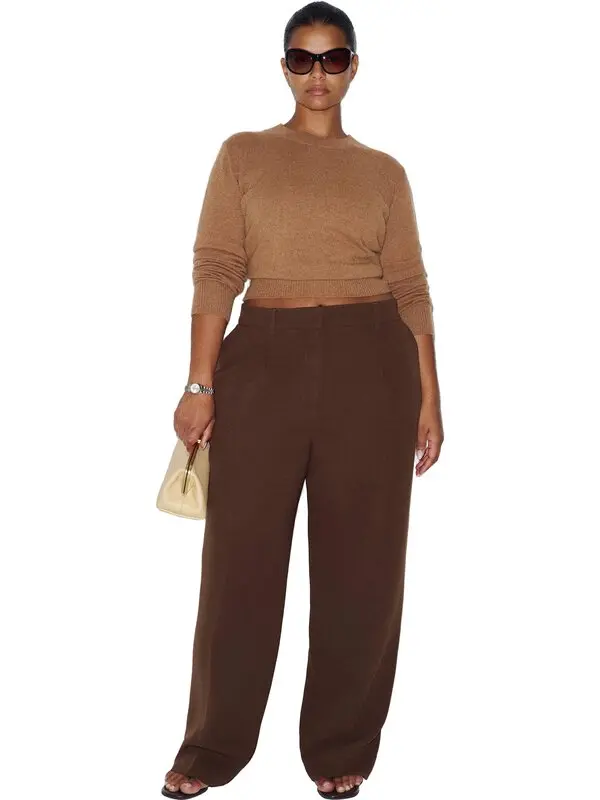 REFORMATION Mid Rise Wide Leg Pants - Brown