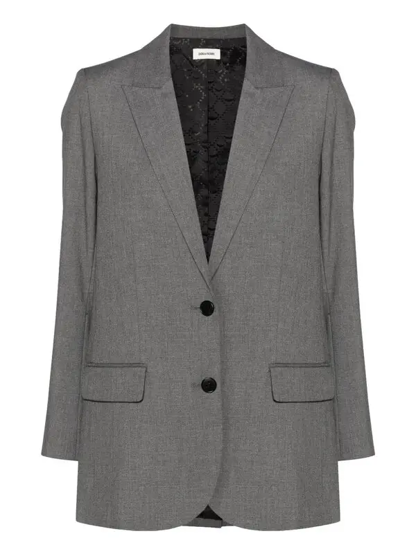 Zadig&Voltaire Rhinestone-slogan Blazer - Grey