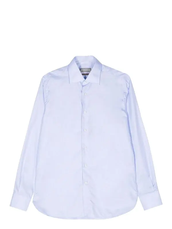 Canali Check-pattern Cotton Shirt - Blue