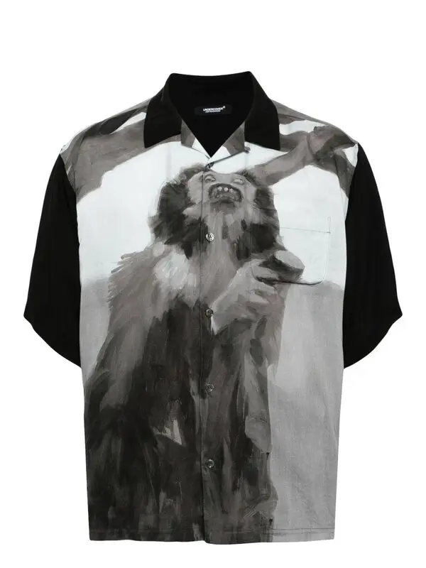 UNDERCOVERISM Short-sleeved Illustration-print Shirt - Black