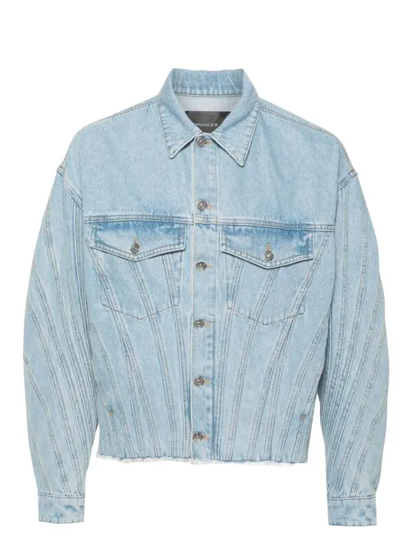 MUGLER Panelled Denim Jacket - Blue