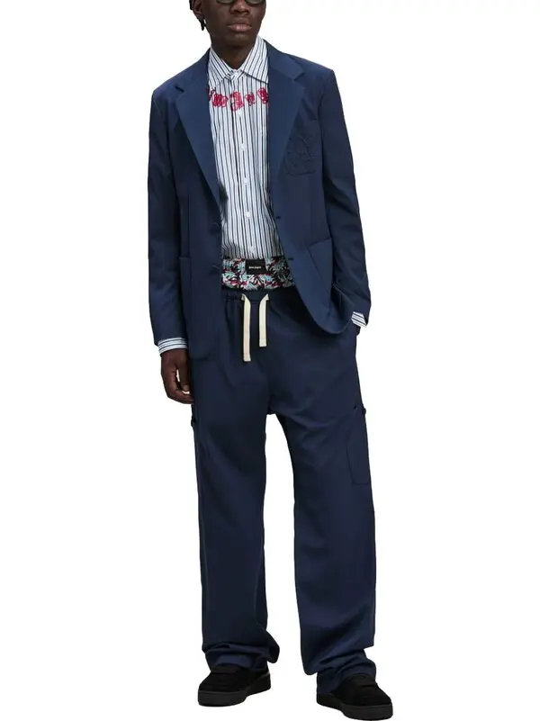 Palm Angels Logo-embroidered Blazer - Blue