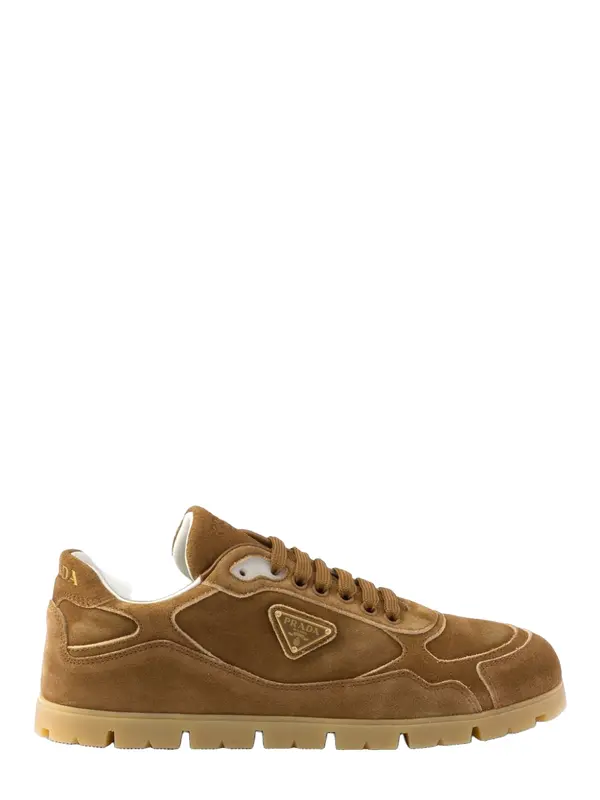 Prada Faded Suede Sneakers - Brown