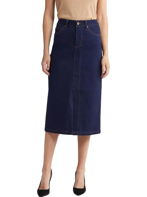 Anne Klein Denim Midi Skirt - Metropolitan Wash