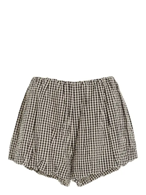 Posse Aurelia Gingham Cotton Shorts - Black