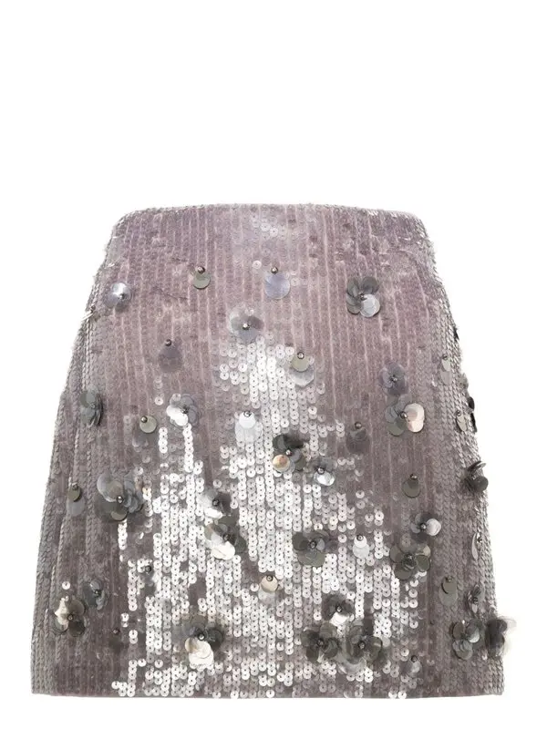 P.a.r.o.s.h Sequin-embellished Mini Skirt - Grey