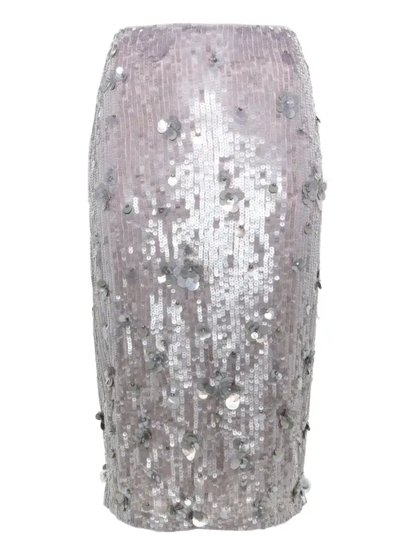 P.a.r.o.s.h Glow Sequin Embellished Midi Skirt - Grey